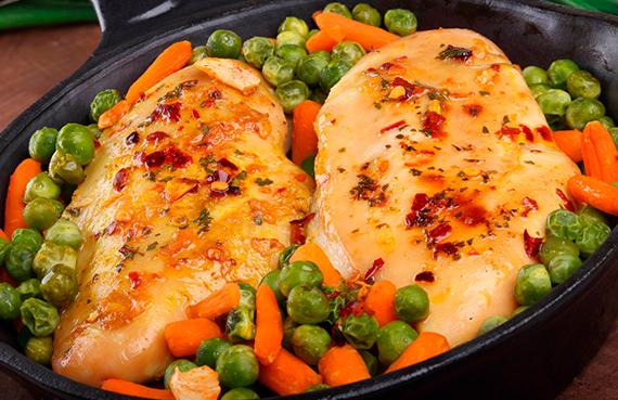 Pollo arvejado a presión